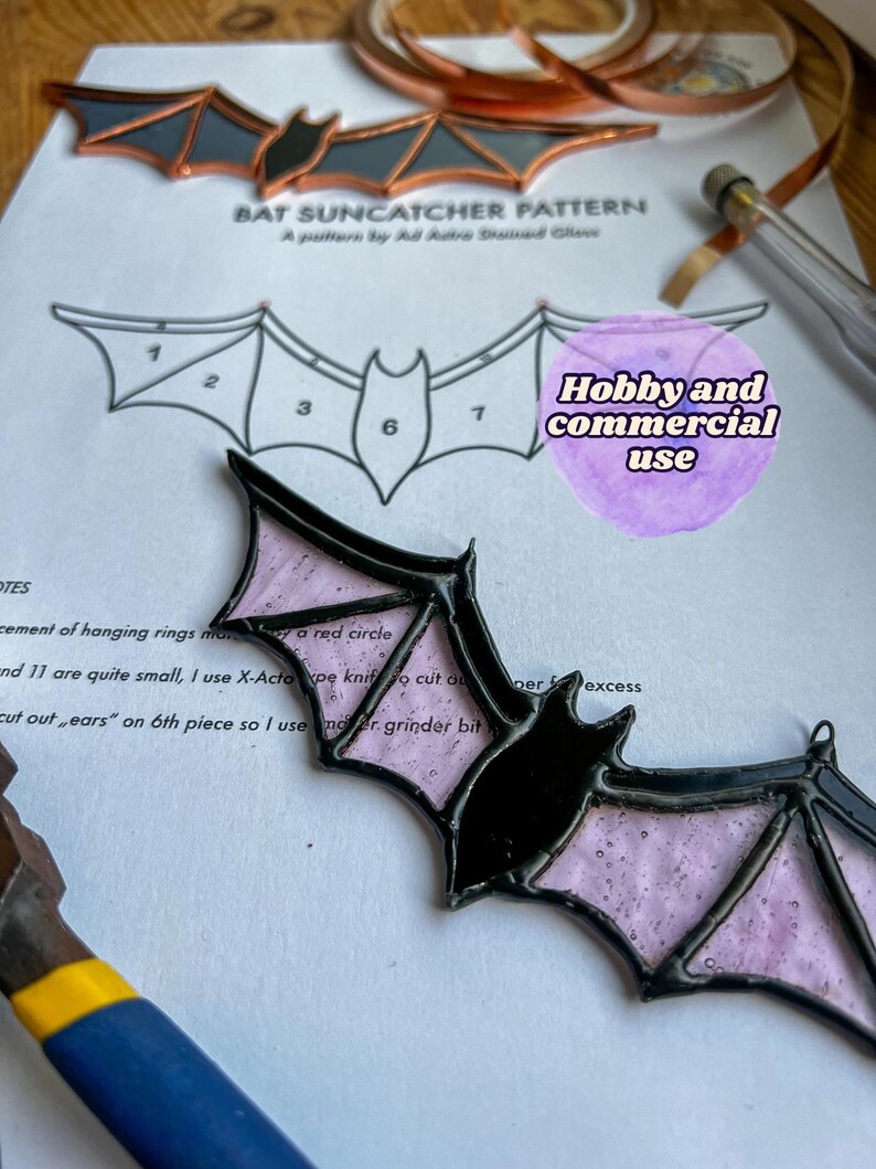 Bat Suncatcher Stained Glass Pattern | PDF SVG Pattern | Bat Decoration ...