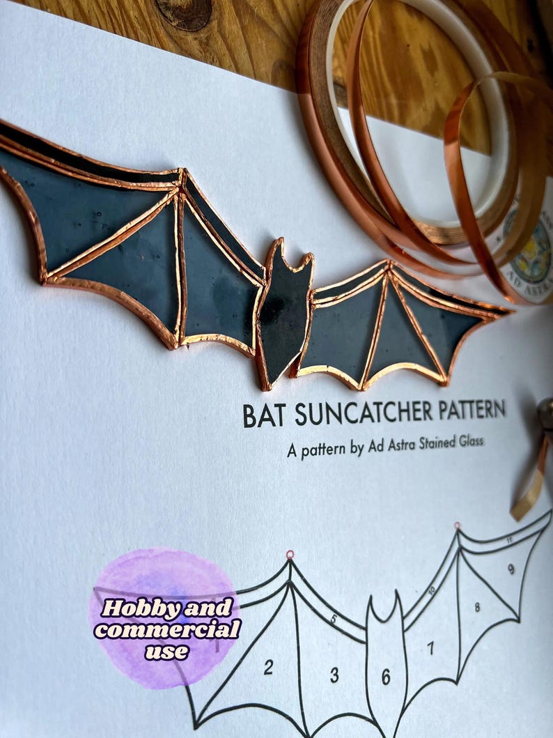 Bat Suncatcher Stained Glass Pattern | PDF SVG Pattern | Bat Decoration ...
