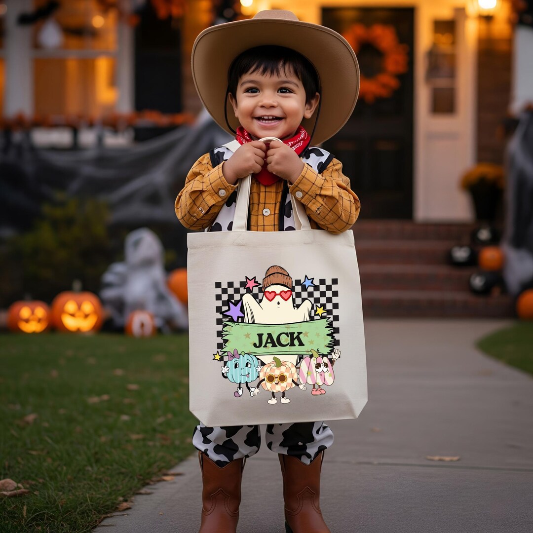 Personalized Ghost Trick or Treat Bags - Canvas Bag - Halloween Candy ...