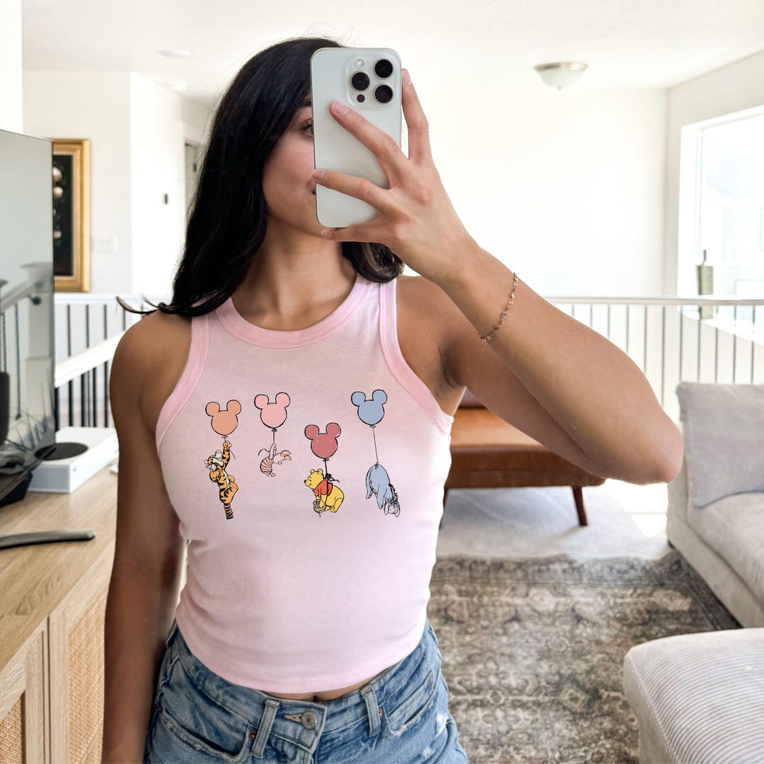 Winnie Pooh Friends Racer Tank Top, Mickey Balloon Racerback, Disney ...
