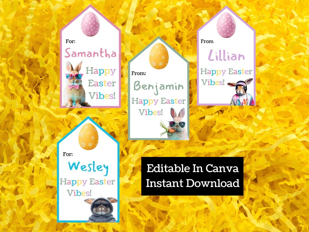 Editable Easter Basket Gift Tag | Personalized Easter | Easter Treat ...