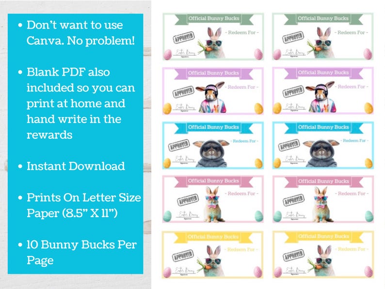 Editable Teen Bunny Bucks | Easter Egg Fillers Stuffers | Teen Easter ...