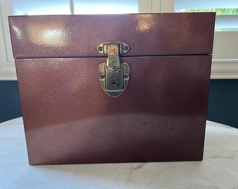 Vintage Steel File Box Midcentury 1950s Oxford Portable Brown Metal ...