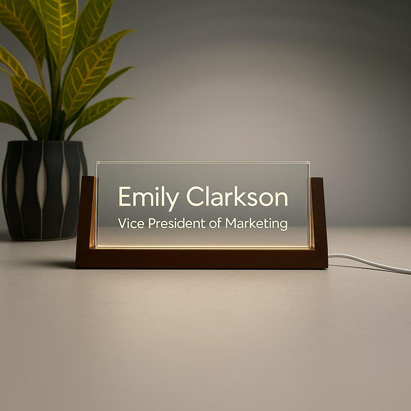 Marketing Director Desk Name Plate Personalized Gift With LED Base ...