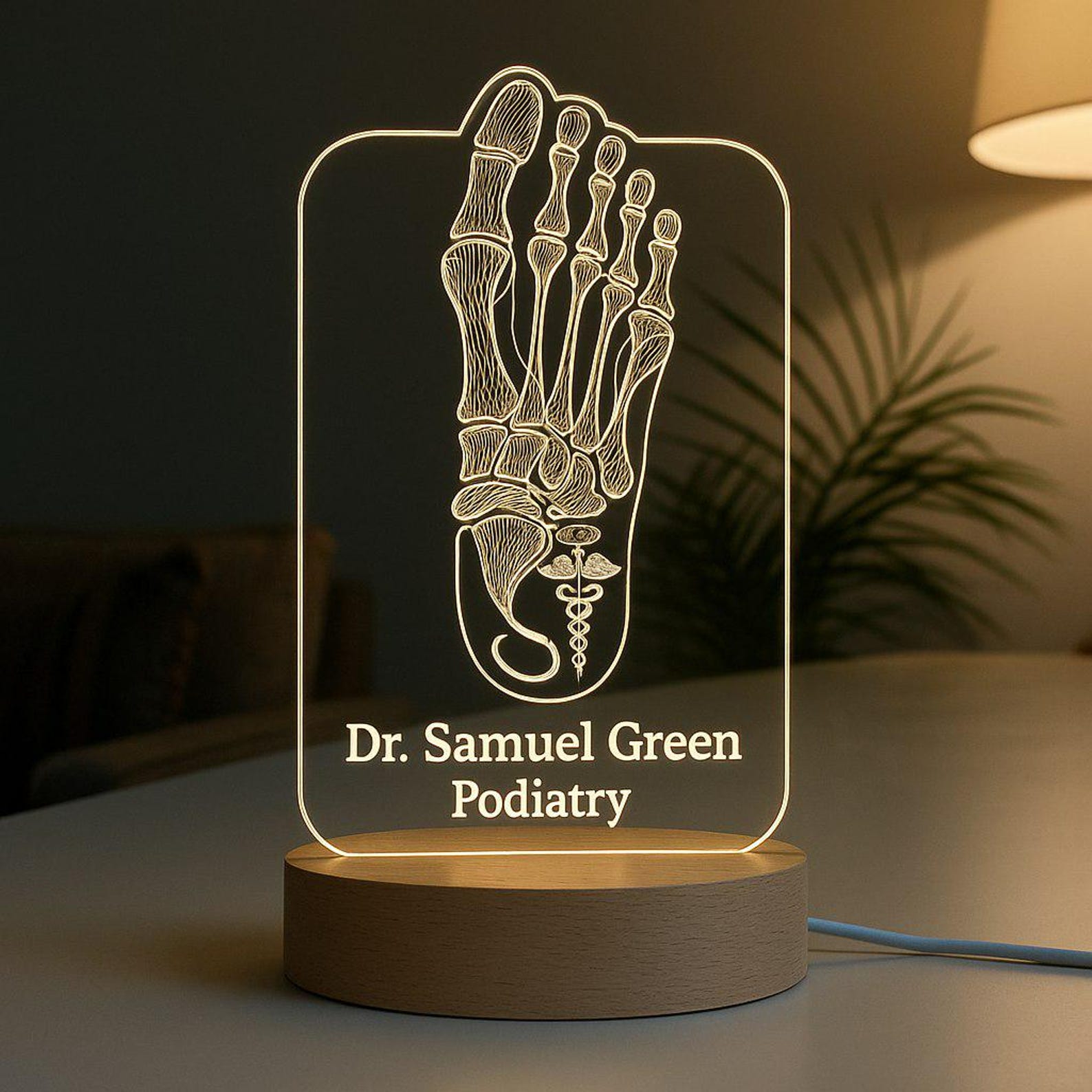 Podiatrist Custom Night Light Personalized Gift With LED Base and Laser ...