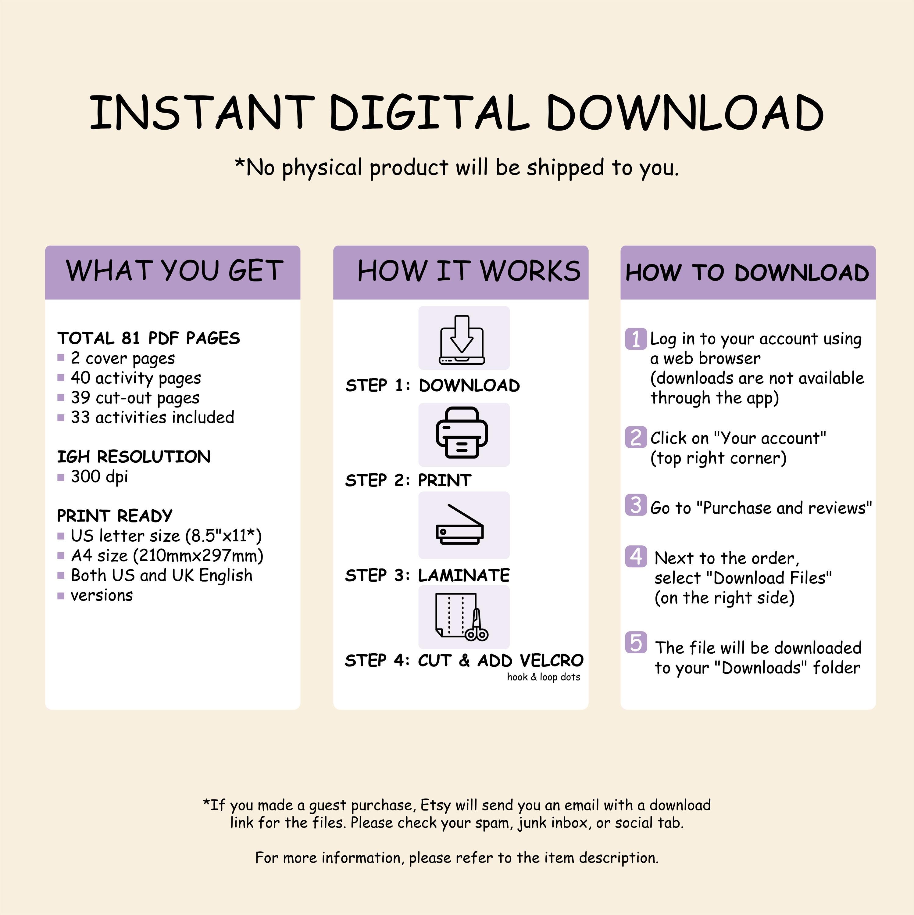 Toddler Busy Book Printable for 1 2 3 Years - Preschool Learning Binder ...