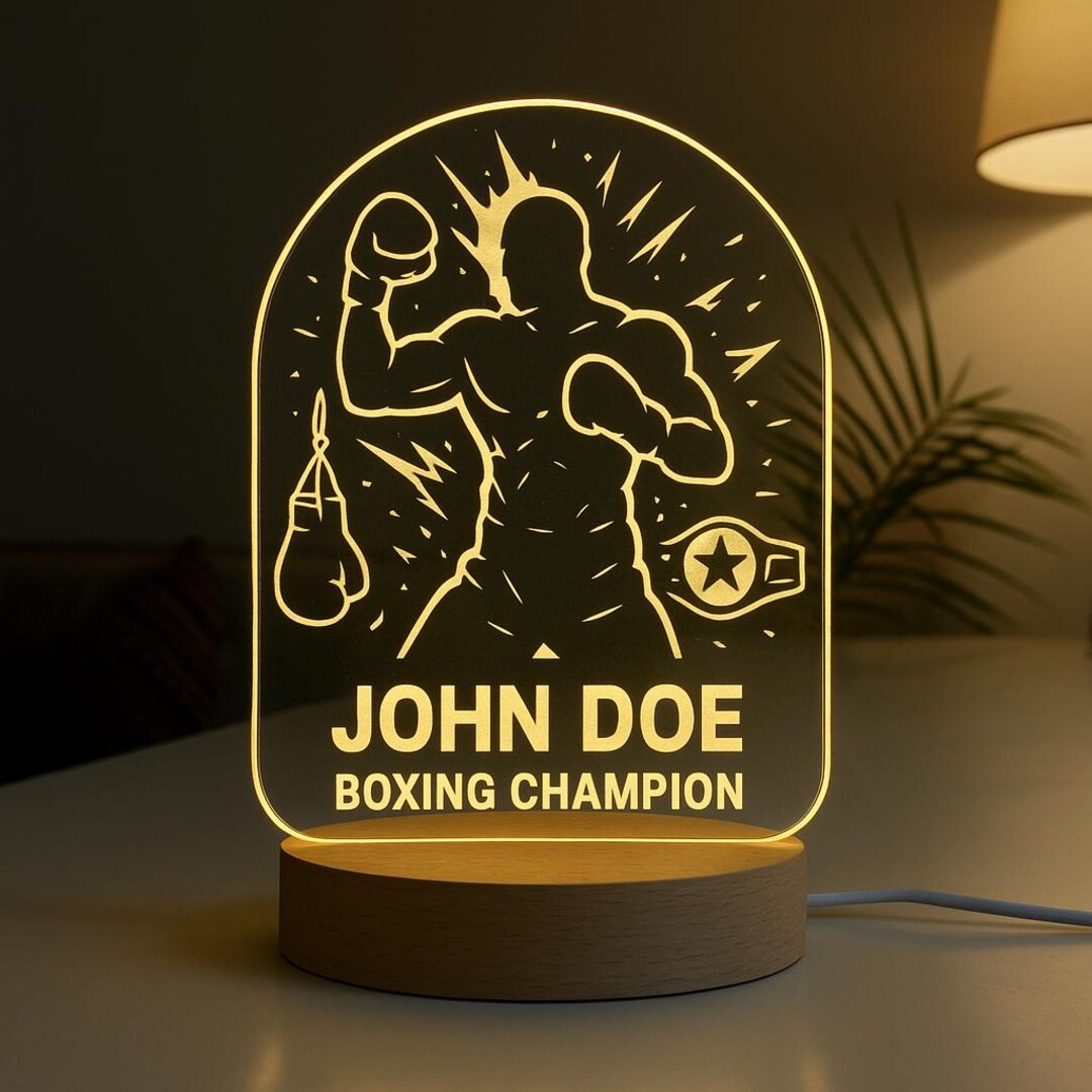 Boxer Player Gift Custom Night Light Gift for Sports Fan Gift Thank You ...