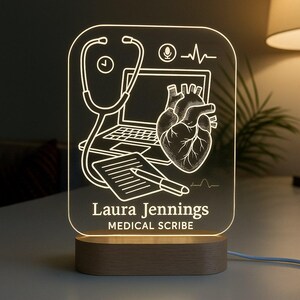 Nurse Anesthetist Custom Night Light Personalized Gift LED Wood Base ...