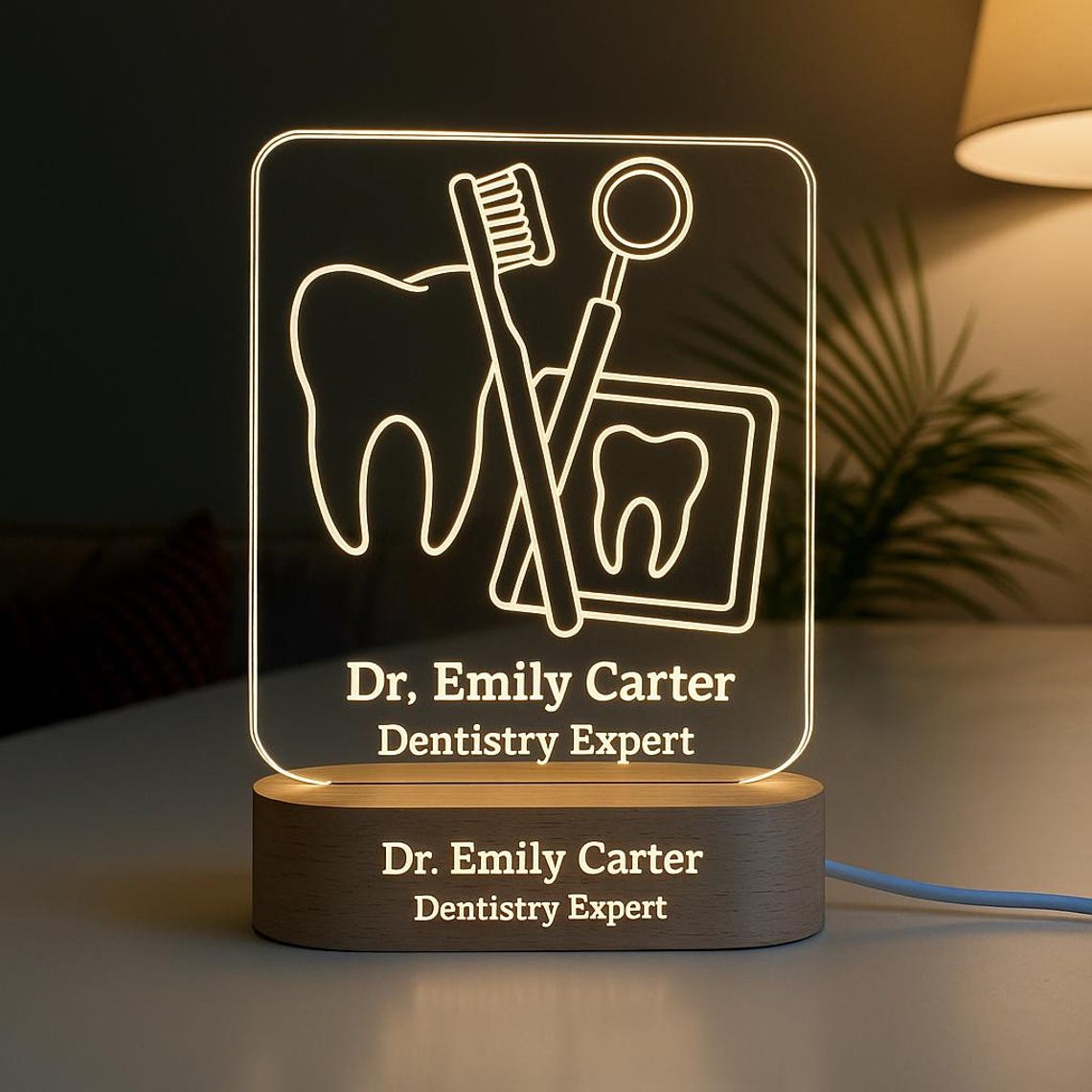 Custom Dentist Gift Night Light – Personalized LED Lamp With Engraved ...