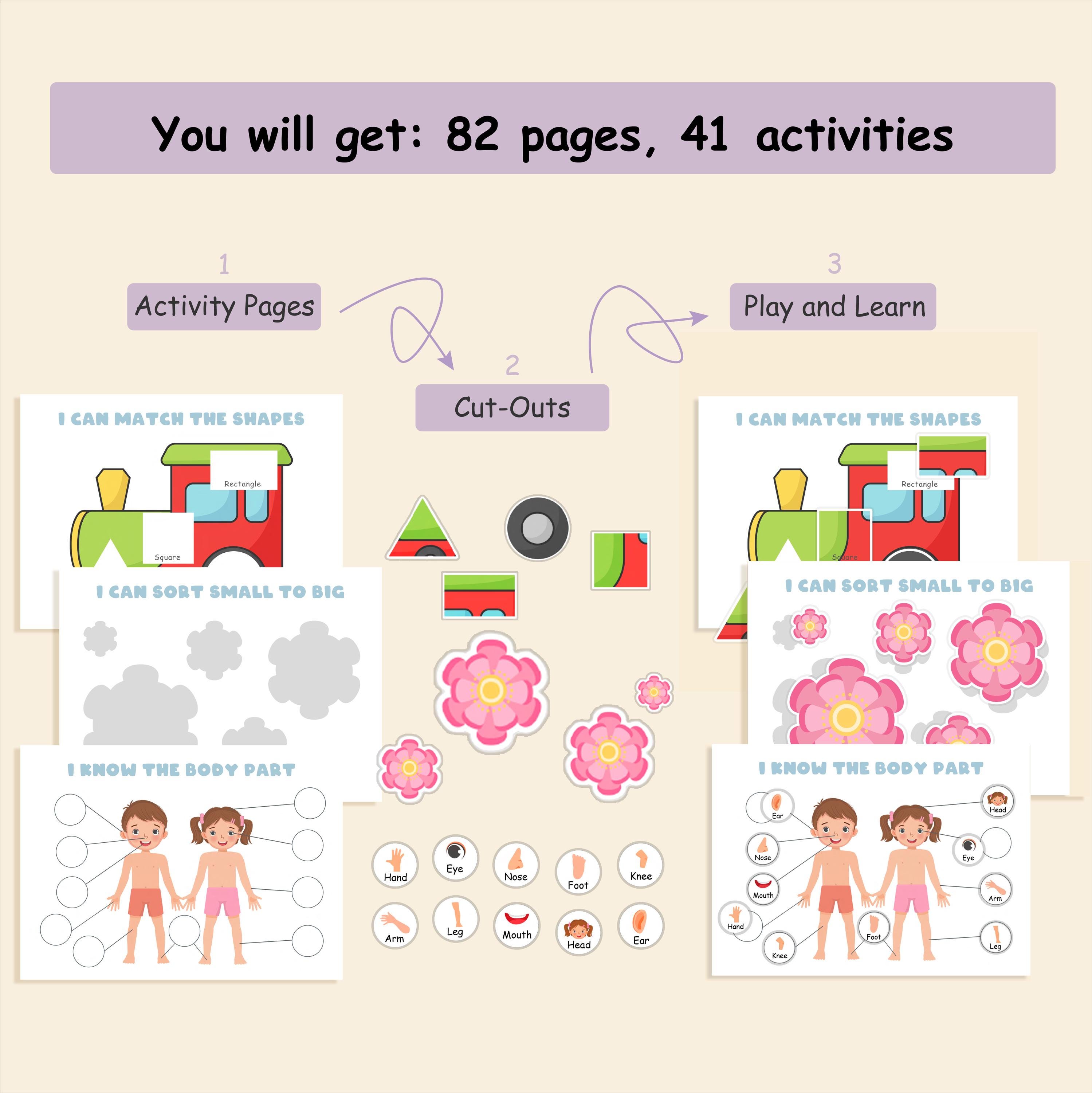 Toddler Busy Book Printable for 1 2 3 Years - Preschool Learning Binder ...