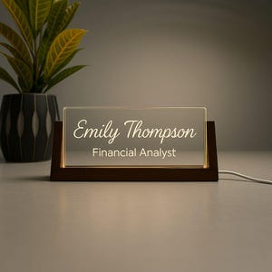Real Estate Agent Desk Name Plate Personalized Gift With LED Base Laser ...