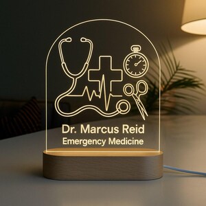 Emergency Medicine Doctor Custom Night Light Personalized LED Gift With ...