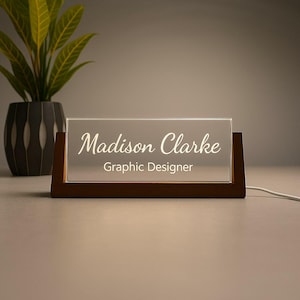 Real Estate Agent Desk Name Plate Personalized Gift With LED Base Laser ...