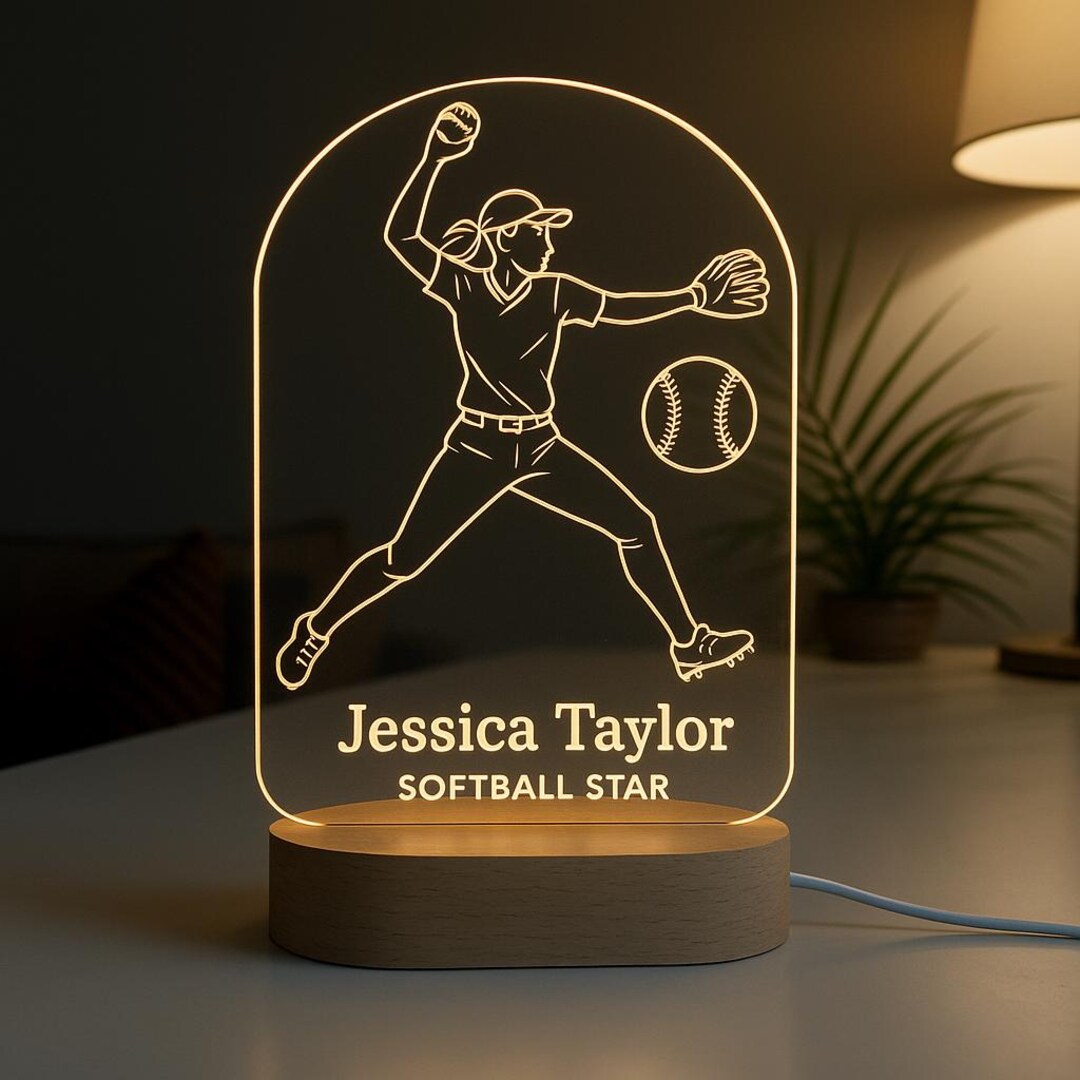Softball Player Gift Custom Night Light Gift for Sports Fan Gift Thank ...