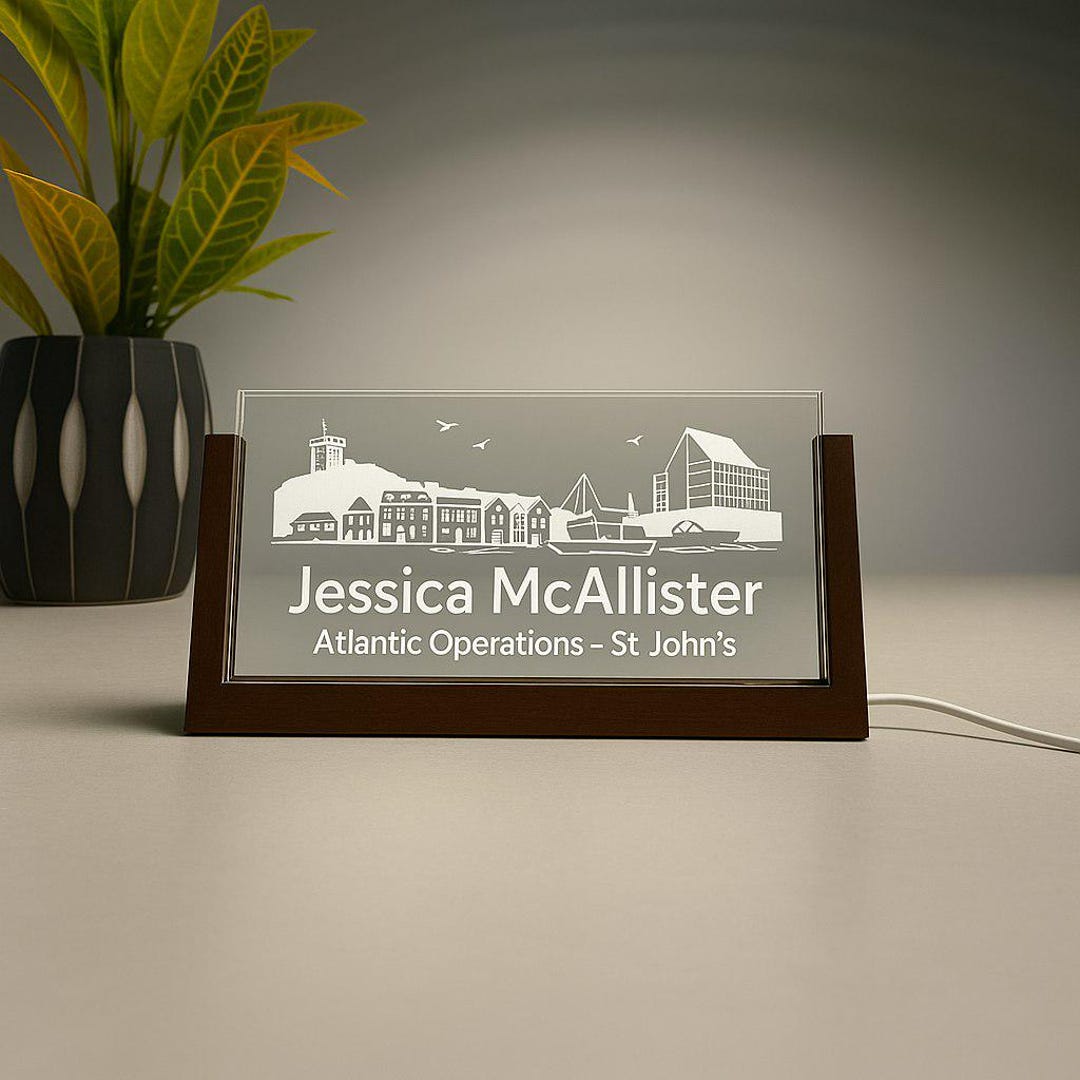 Custom St. John’s Skyline Desk Name Plate Personalized Gift With LED ...