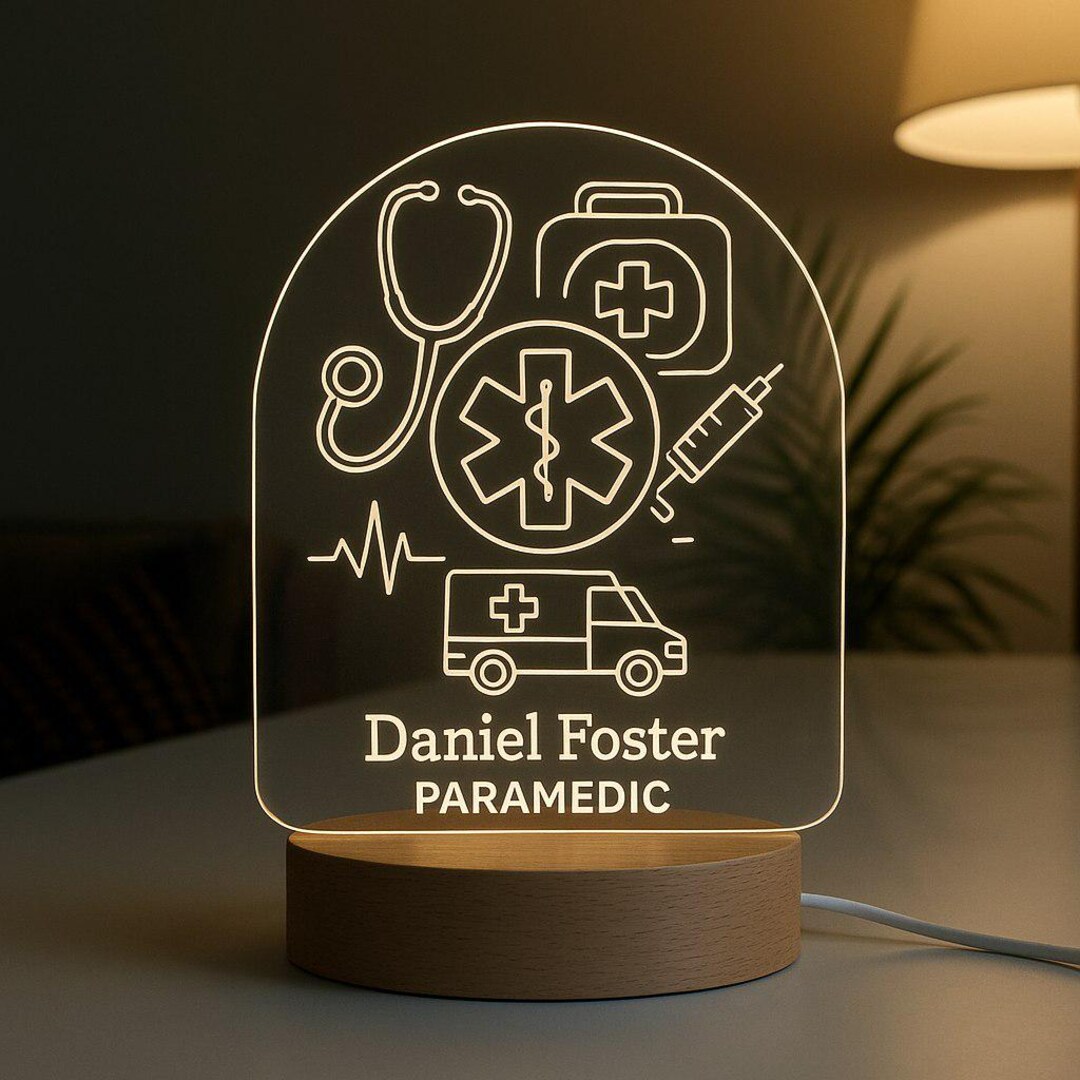 Paramedic Custom Night Light Personalized Gift With LED Base and Laser ...