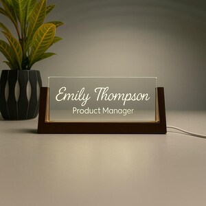 Real Estate Agent Desk Name Plate Personalized Gift With LED Base Laser ...