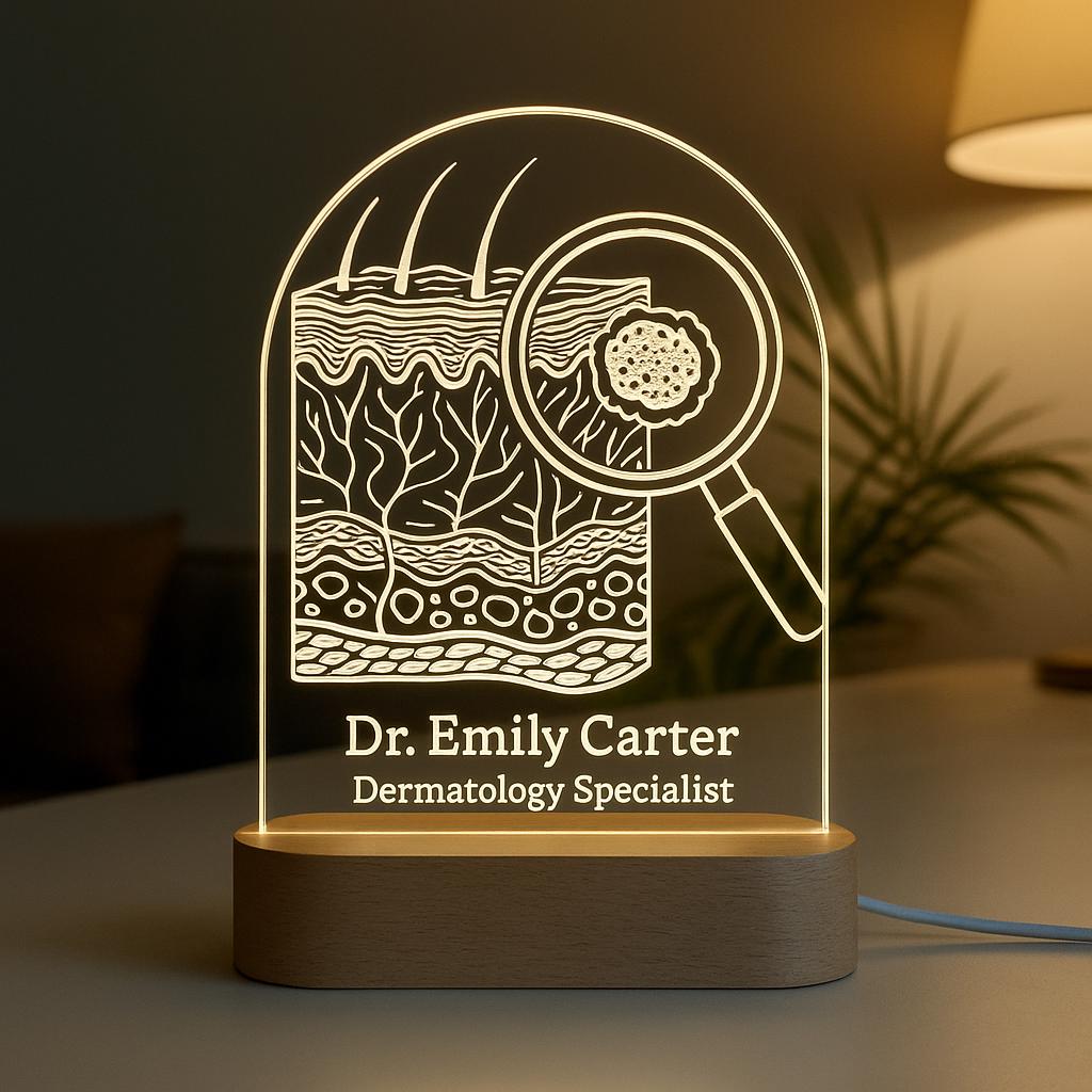 Custom Dermatologist Gift Night Light – Personalized LED Lamp With ...