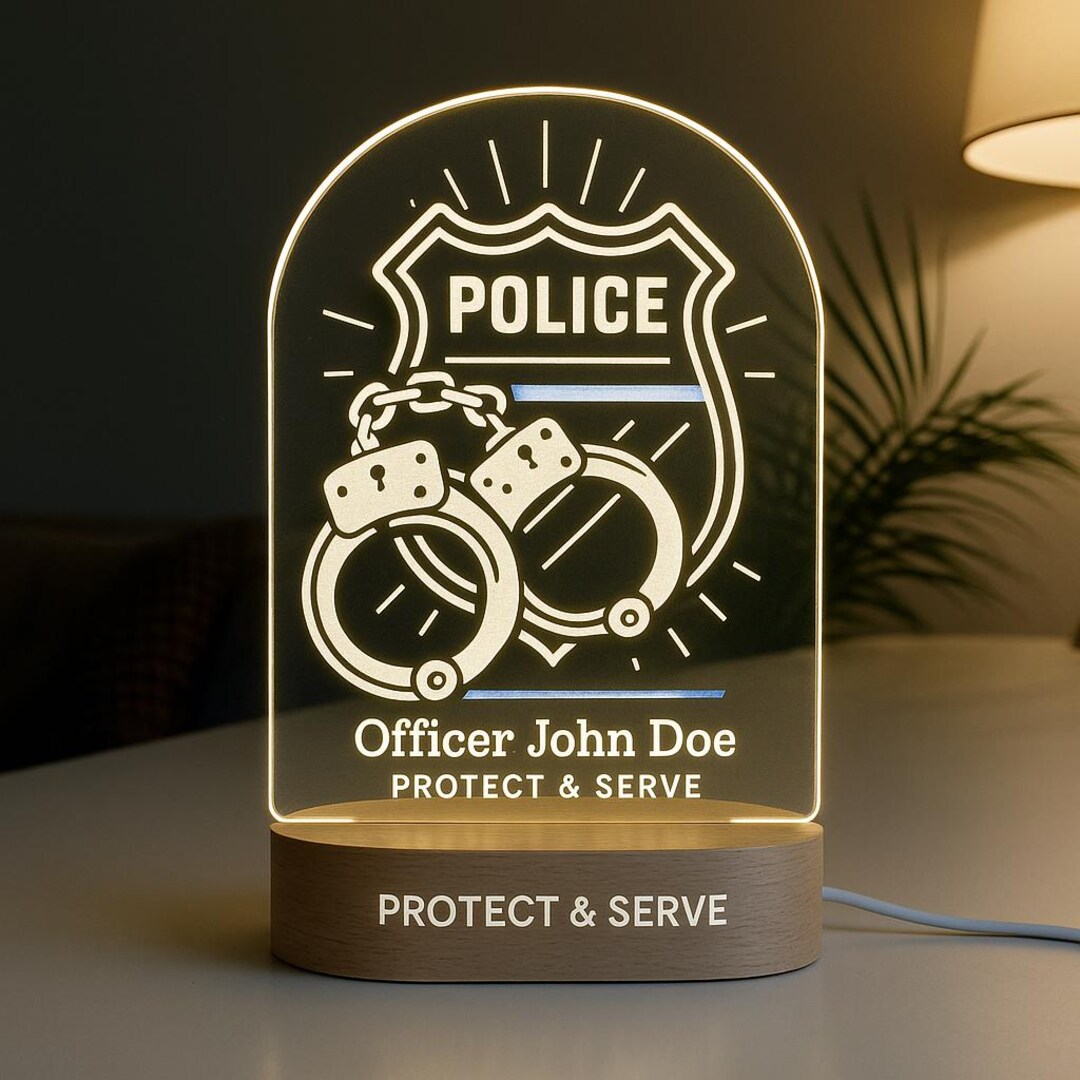 Police Officer Custom Night Light | Personalized LED Gift With Laser ...