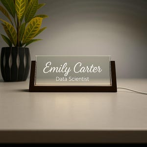 Real Estate Agent Desk Name Plate Personalized Gift With LED Base Laser ...