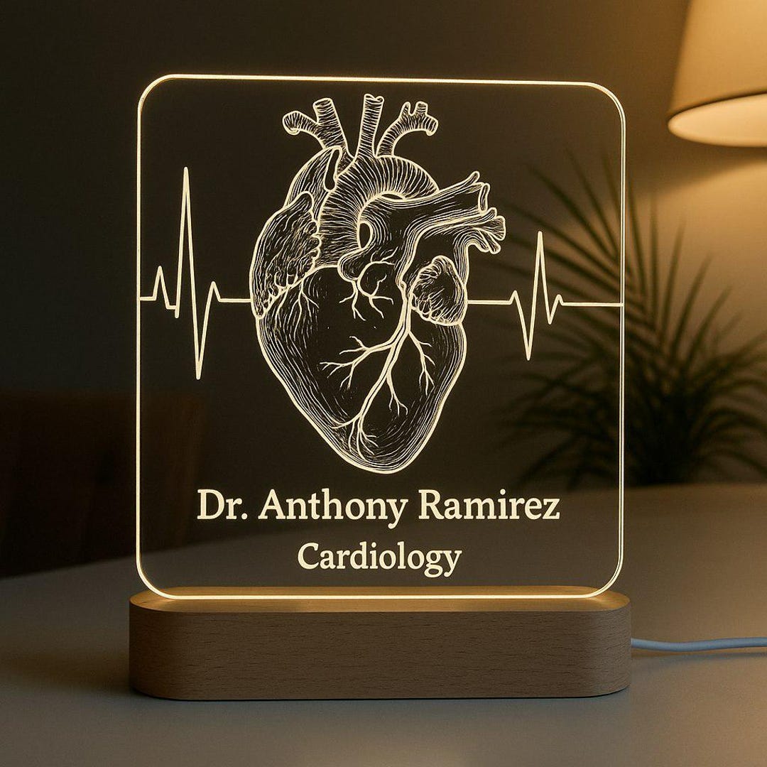 Cardiologist Custom Night Light Personalized LED Gift for Doctors Laser ...