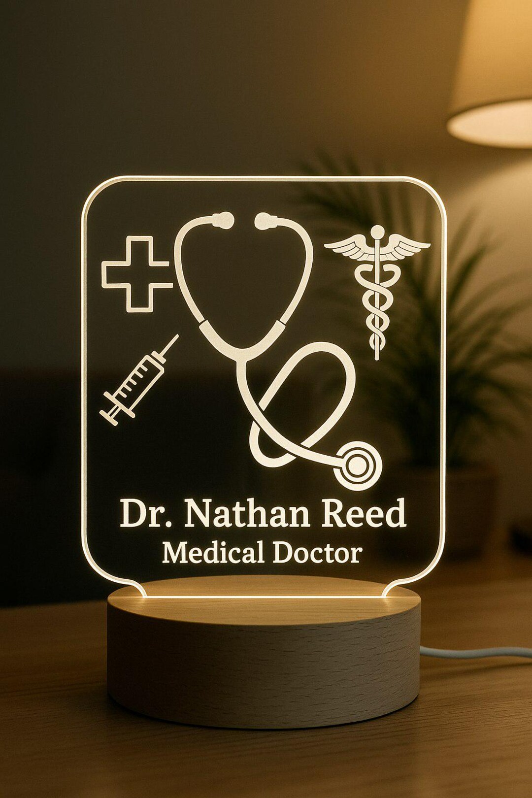 Medical Doctor Custom Night Light Personalized Gift With Laser Engraved ...