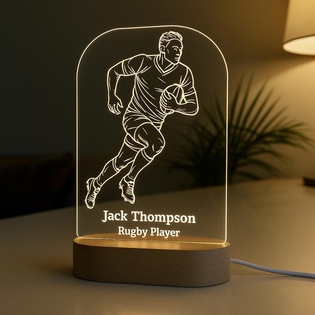 Rugby Player Gift Custom Night Light Gift for Sports Fan Gift Thank You ...