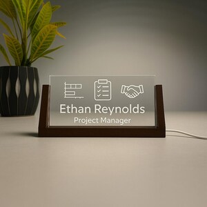 Marketing Director Desk Name Plate Personalized Gift With LED Base ...