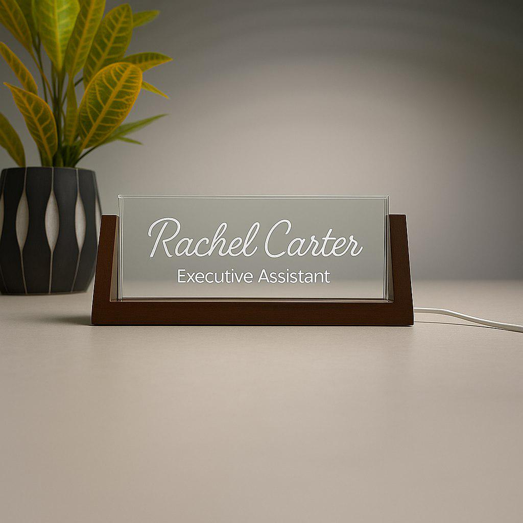 Custom Content Creator Desk Name Plate Personalized Gift With LED Base ...