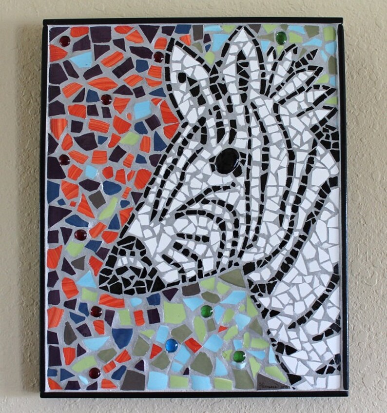 Mosaic Original Zebra Wall Art Hanging | Etsy