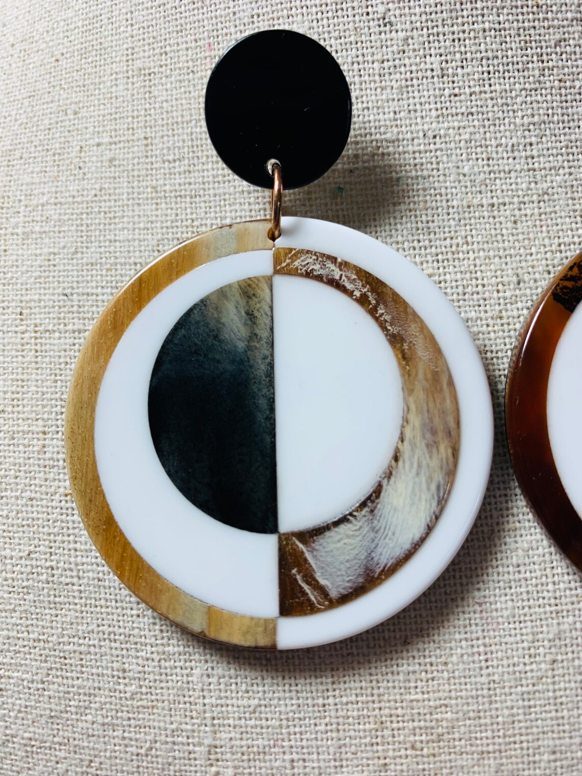 Rockin’ Genuine Horn Designer Geometric Dangling Earrings, Large Post ...
