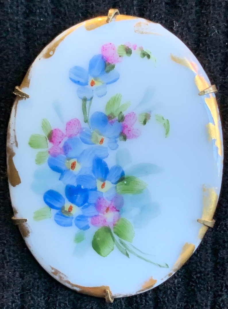 Antique 1910's Edwardian Hand Painted Viola Flower Porcelain Brooch - Etsy
