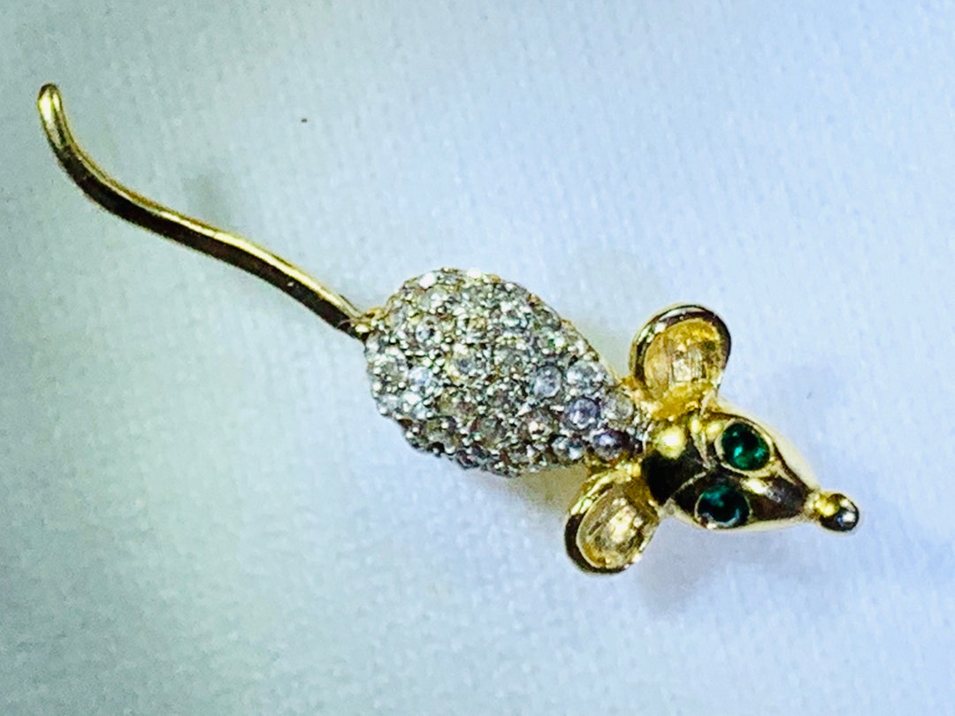 Sphinx Jewelry Co. Rhinestone Encrusted 3D Gold Tone Mouse Pin - Etsy