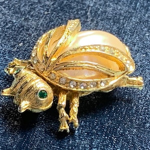 Maresco Jelly Belly Bug Beetle Brooch With Emerald Green Eyes - Etsy