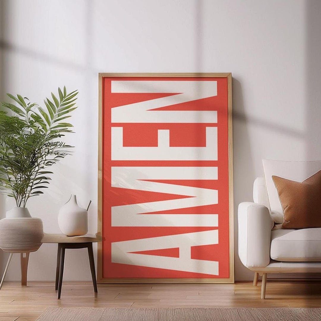 Retro 'amen' Jesus Typography Poster - Trendy Christian Wall Art ...