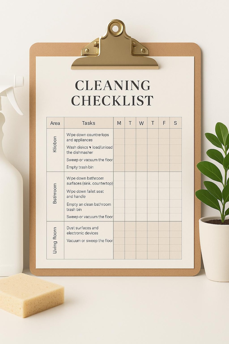 Daily Cleaning Checklist - Printable PDF | Home Cleaning Schedule ...