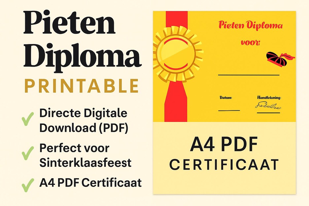 Piet Diploma - PRINTABLE - Piet Diploma for Children - DIRECT Print ...