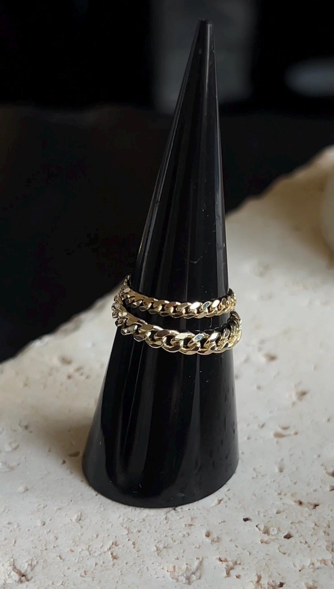 14K Solid Gold Cuban Link Chain Ring - Unique Ring - 2.4mm and 3.4mm ...