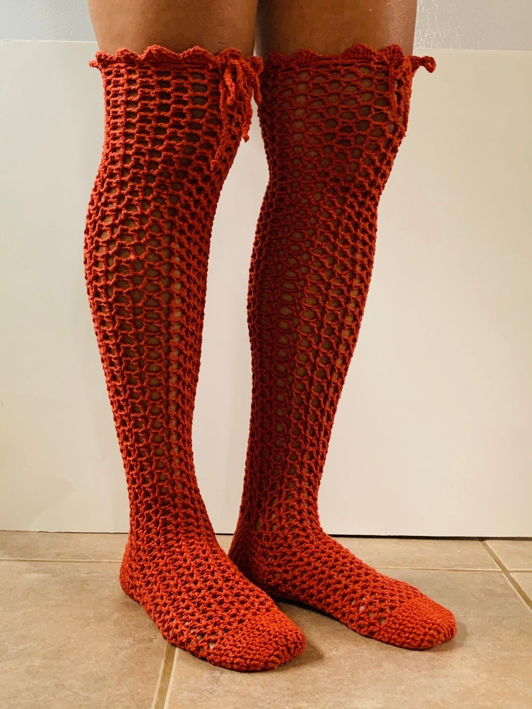Crochet Fishnet Thigh-high Socks Pattern Tutorial, Multiple Sizes - Etsy