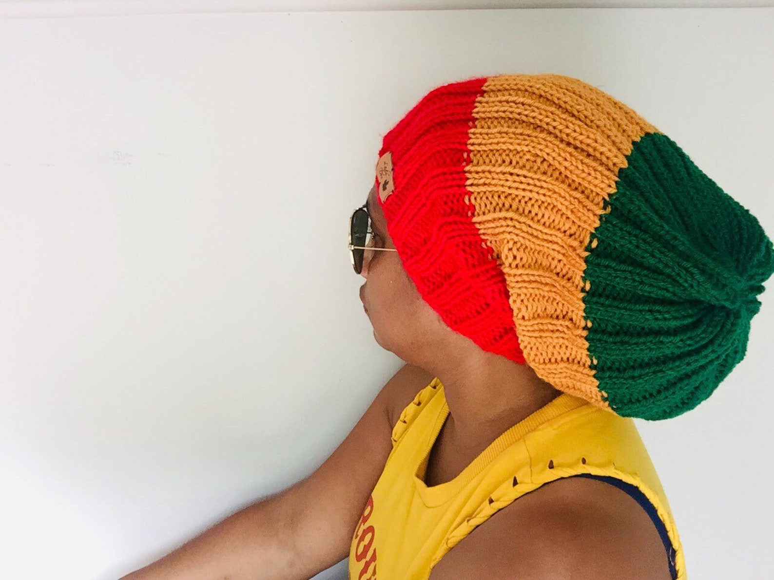 Knit PATTERN, Rasta Ribbed Tam Slouch Hat, RBG Pan African ...