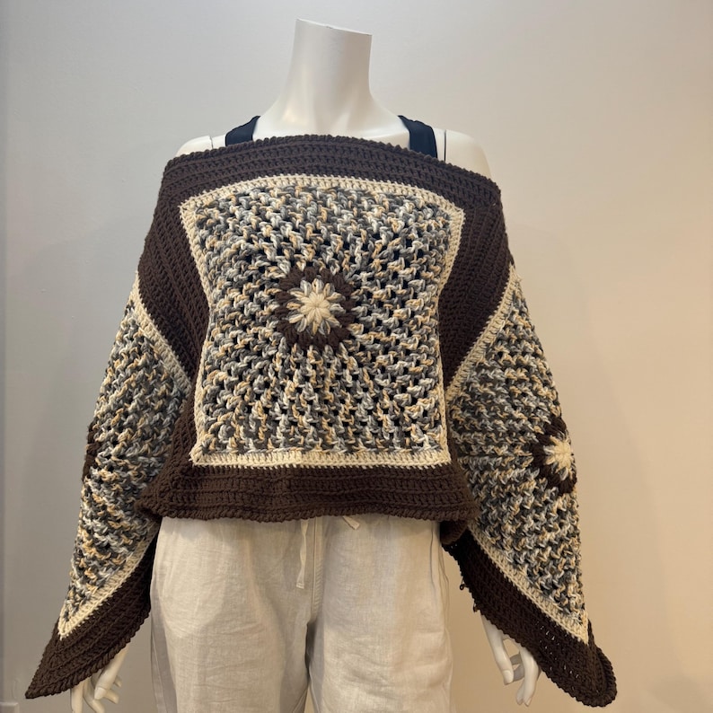 Crochet Granny Square Poncho PATTERN: Beginner Friendly, Made to ...