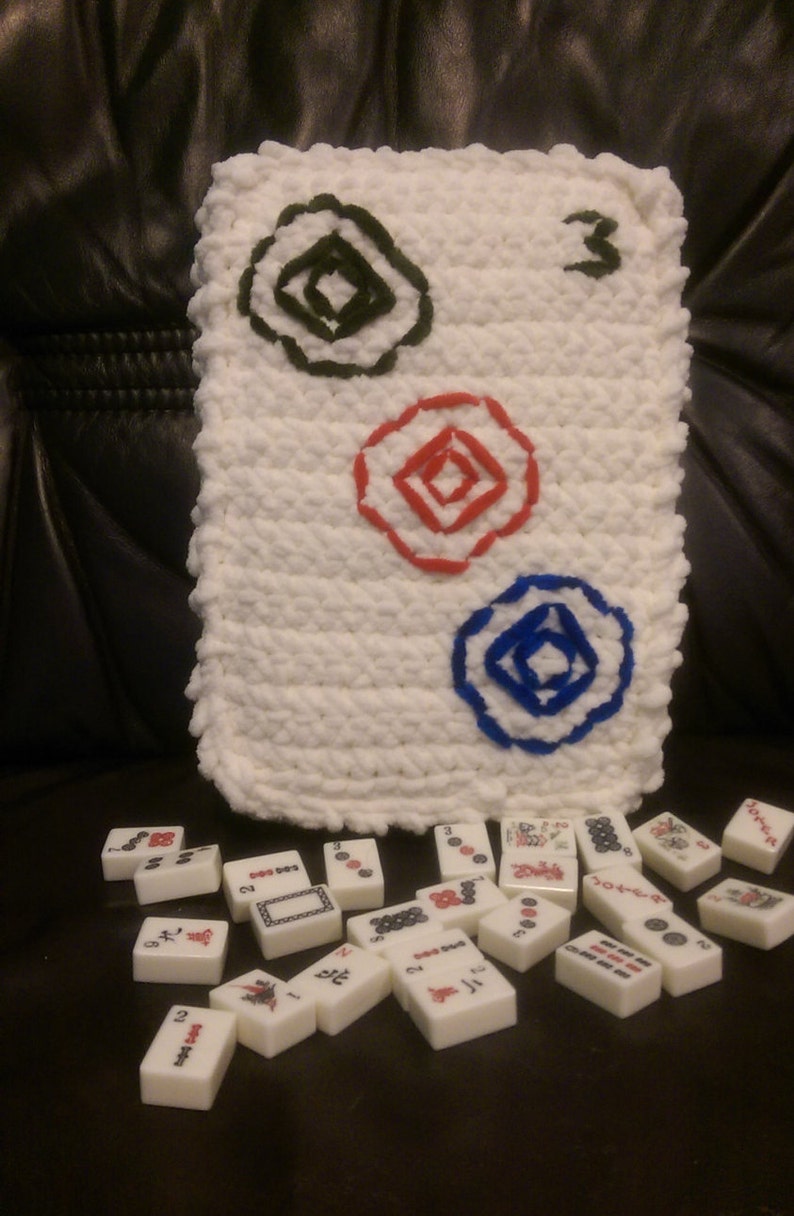 Mah Jongg Pillow - Three Dot - Etsy