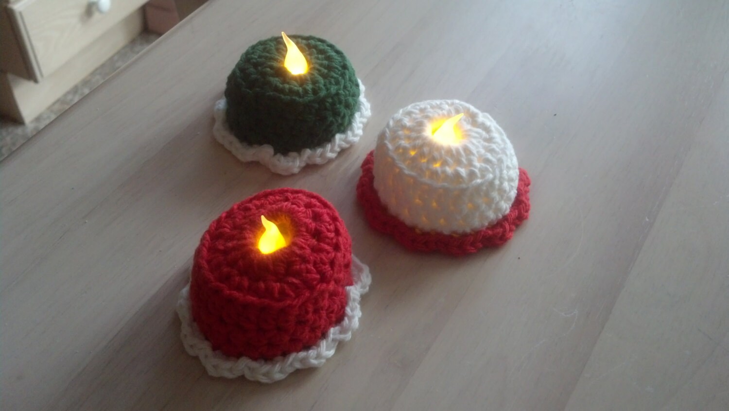 Cake Tea Light Cover, Crochet Tea Light, Holiday Decoration, Table ...