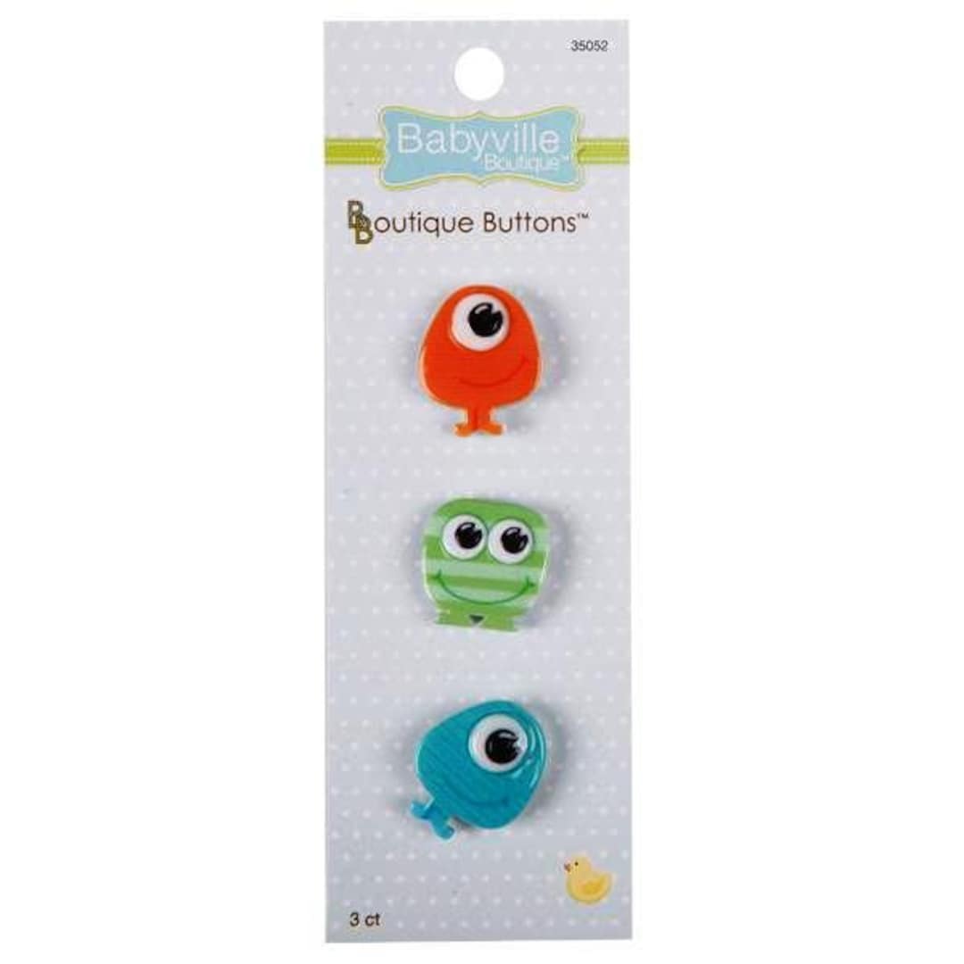 MONSTERS BUTTONS ~ 3 Button Pieces per Card ~ Babyville Boutique ...