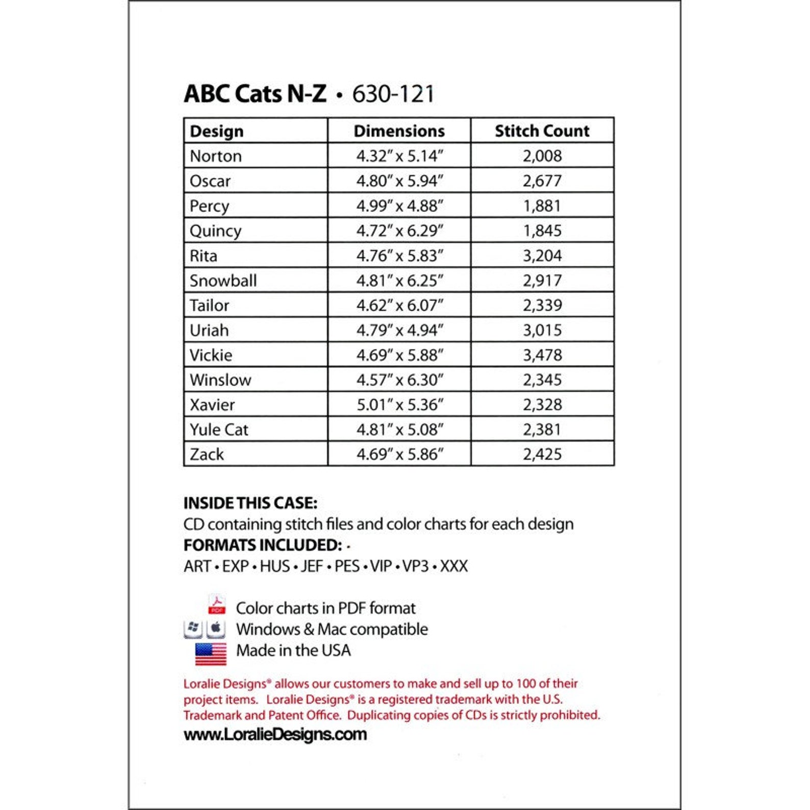 ABC Cats N-Z ~ Machine Embroidery CD ~ Machine Embroidery Collection of ...