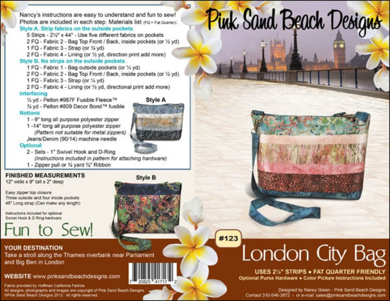 LONDON CITY Bag Pattern Fun to Sew Lots of Pockets | Etsy