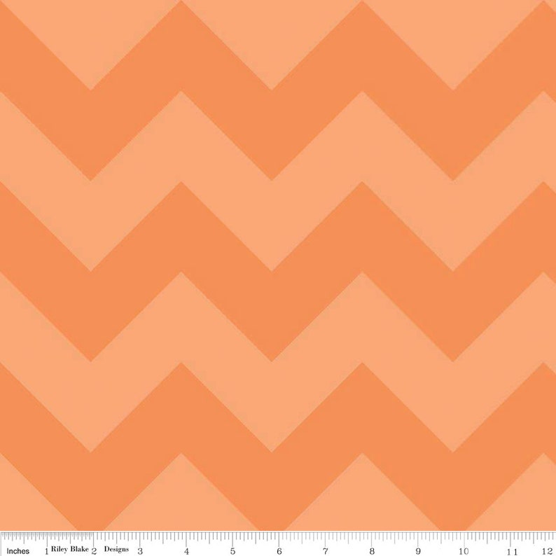 Large CHEVRON ORANGE Tone On-tone 1/2 Yard Cut 100% - Etsy