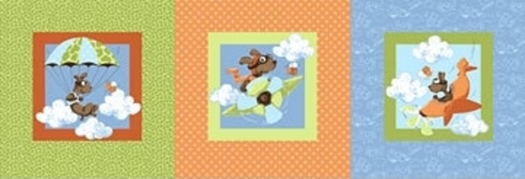 ZIG, the Flying Ace Dog 100% Cotton Fabric Pillow PANEL 15 X 44 by ...