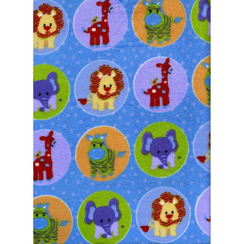 Super Soft MINKY Fabric Print Animal Circus Blue Fabric | Etsy