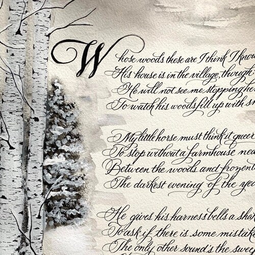 Stopping by Woods on a Snowy Evening Robert Frost Wall Art - Etsy